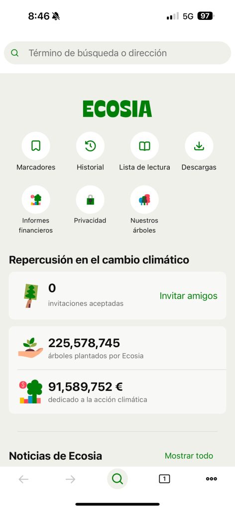 App Ecosia - Orientatech | Tu asesor de tecnologías sociales